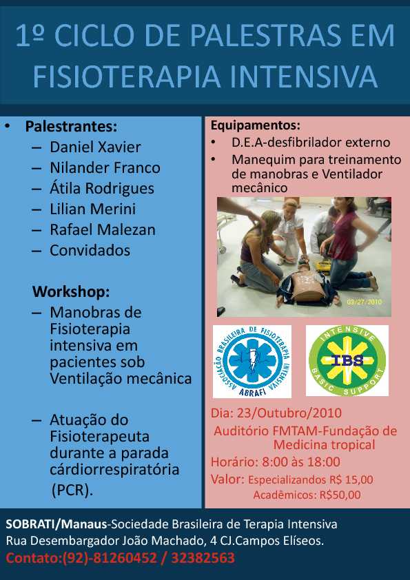Blog da Fisiocursos Manaus: 1º Ciclo de palestras em Fisioterapia Intensiva
